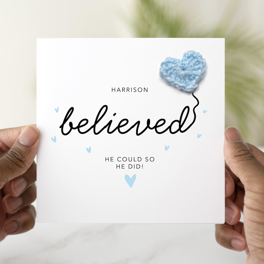 Personalised He Believed He Could so He Did Card - Handmade Crochet ...