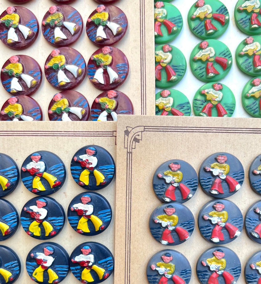 24 Vintage Nautical Buttons Sailors Playing the Guitar 2cm Wide - Etsy