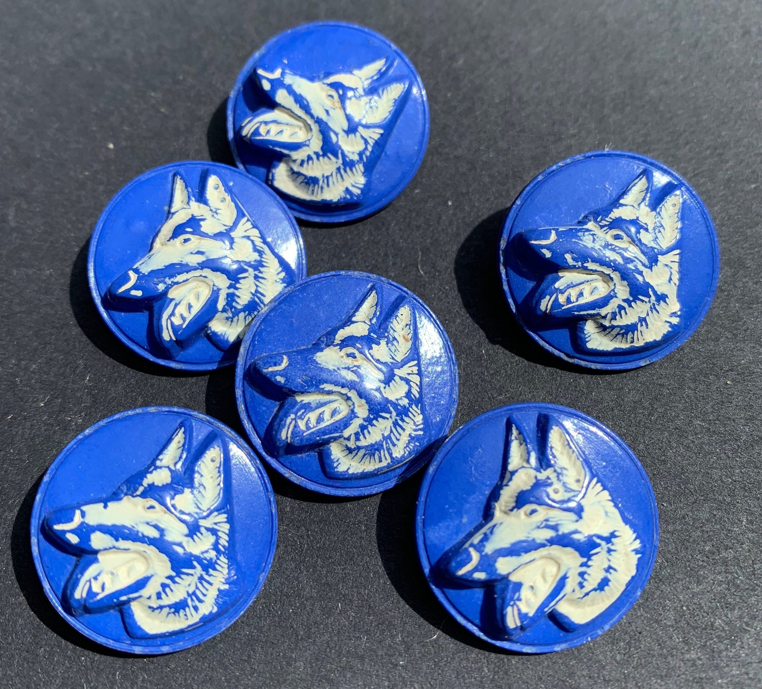 6 Vintage Italian German Shepherd Dog Buttons 2cm choice of - Etsy