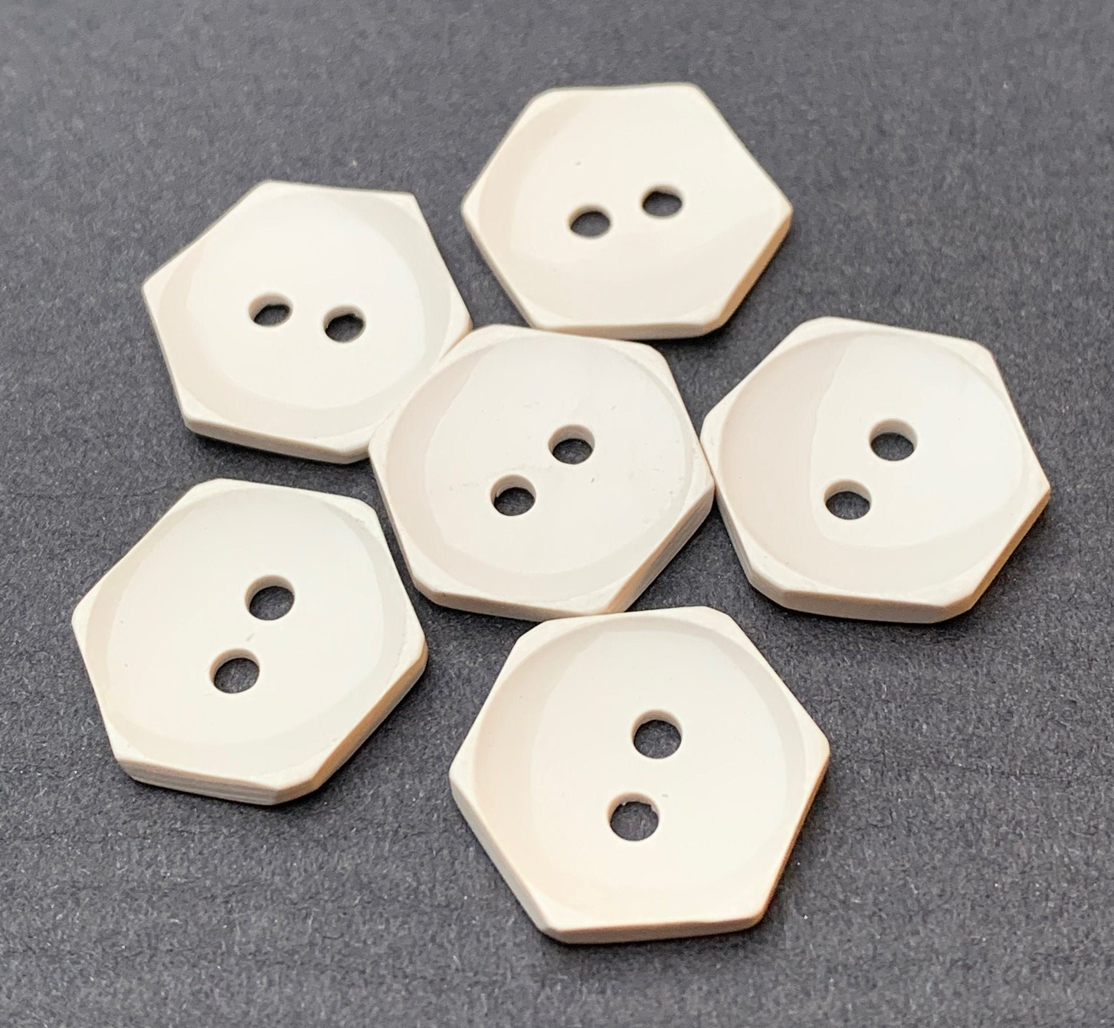6 Vintage Shiny White 1.5cm Hexagon Shaped Buttons - Etsy Australia