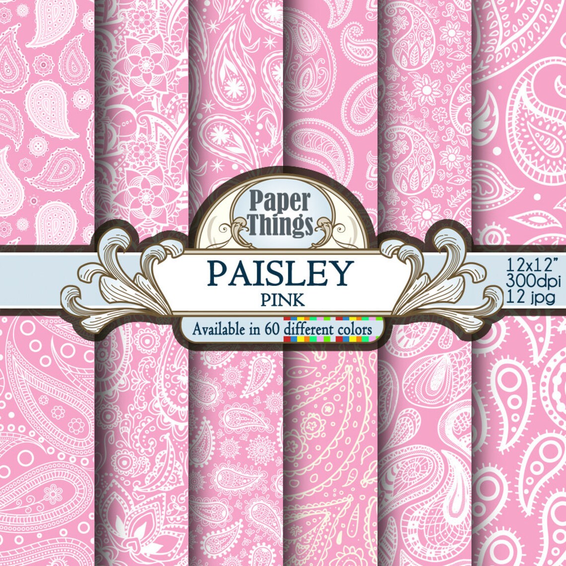 Pink Paisley Digital Paper: Gray Digital Indian Paisley Pattern Pattern ...