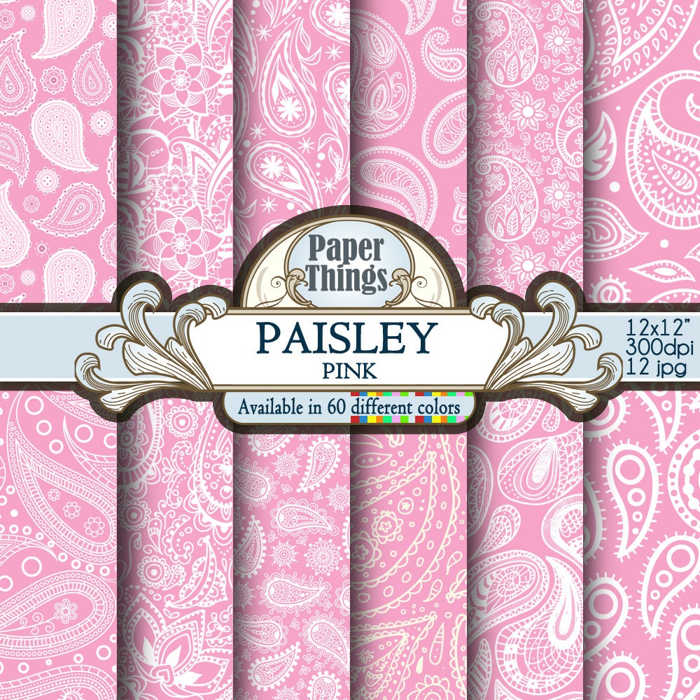 Pink Paisley Digital Paper: Gray Digital Indian Paisley Pattern Pattern ...