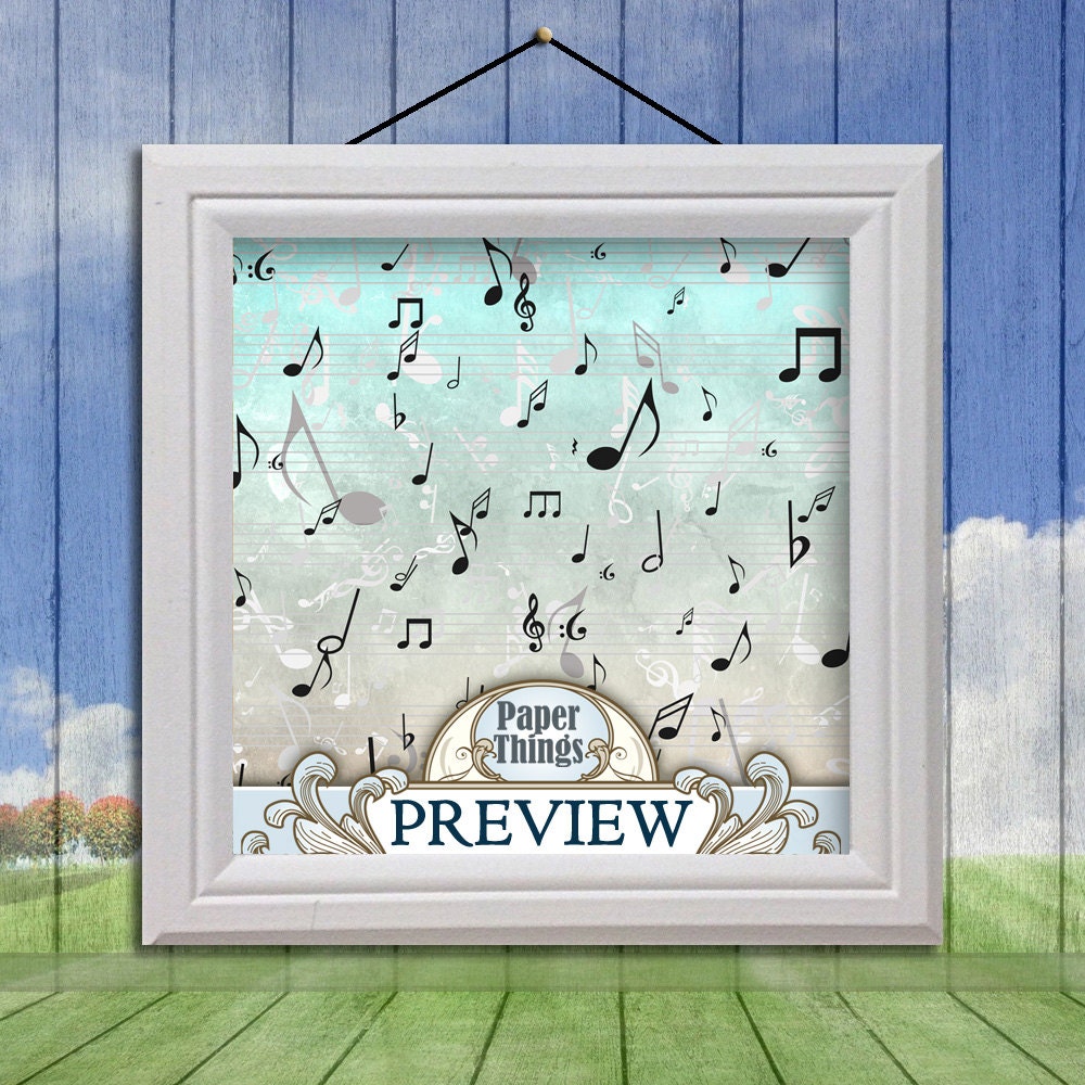 Music Digital Paper Clipart Vintage Background, Musical Note Pattern 12 ...