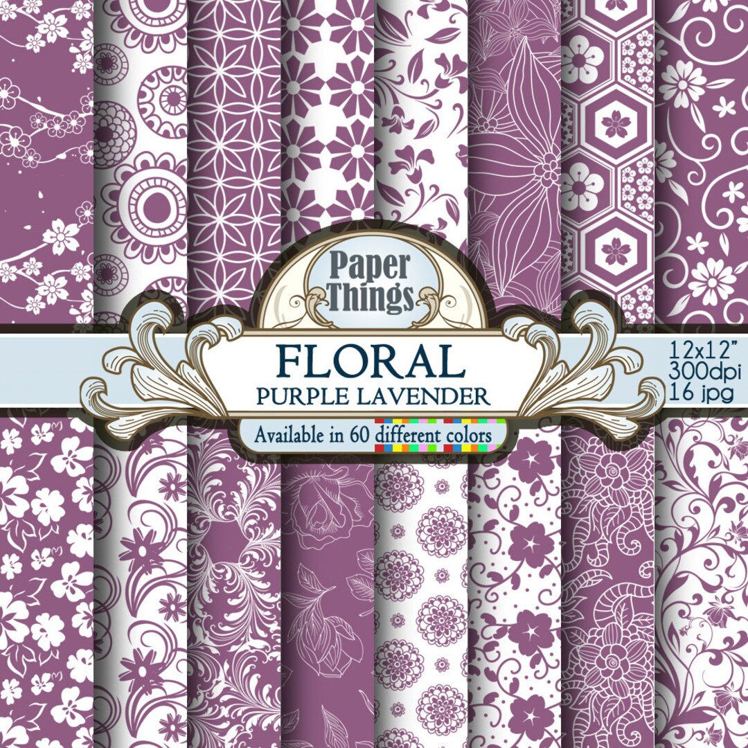 Purple Lavenderfloral Digital Paper Purple Lavender Digital - Etsy
