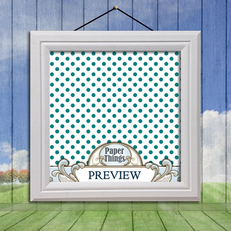 Digital Polka Dots Shapes Backdrop, Teal Polka Dots Digital Scrapbook ...