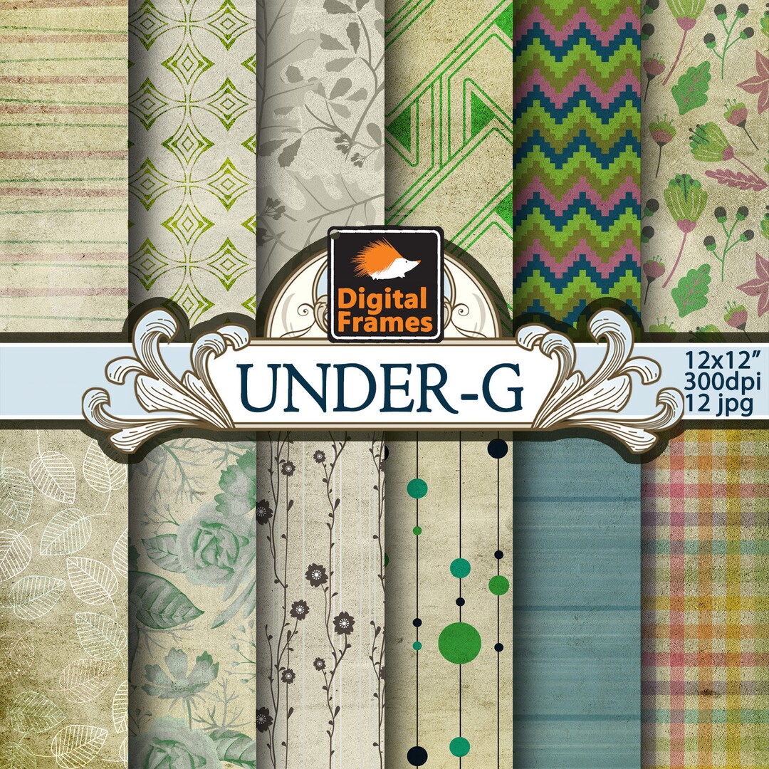 Grunge Digital Paper Backgrounds Green Pattern Instant Download Digital ...