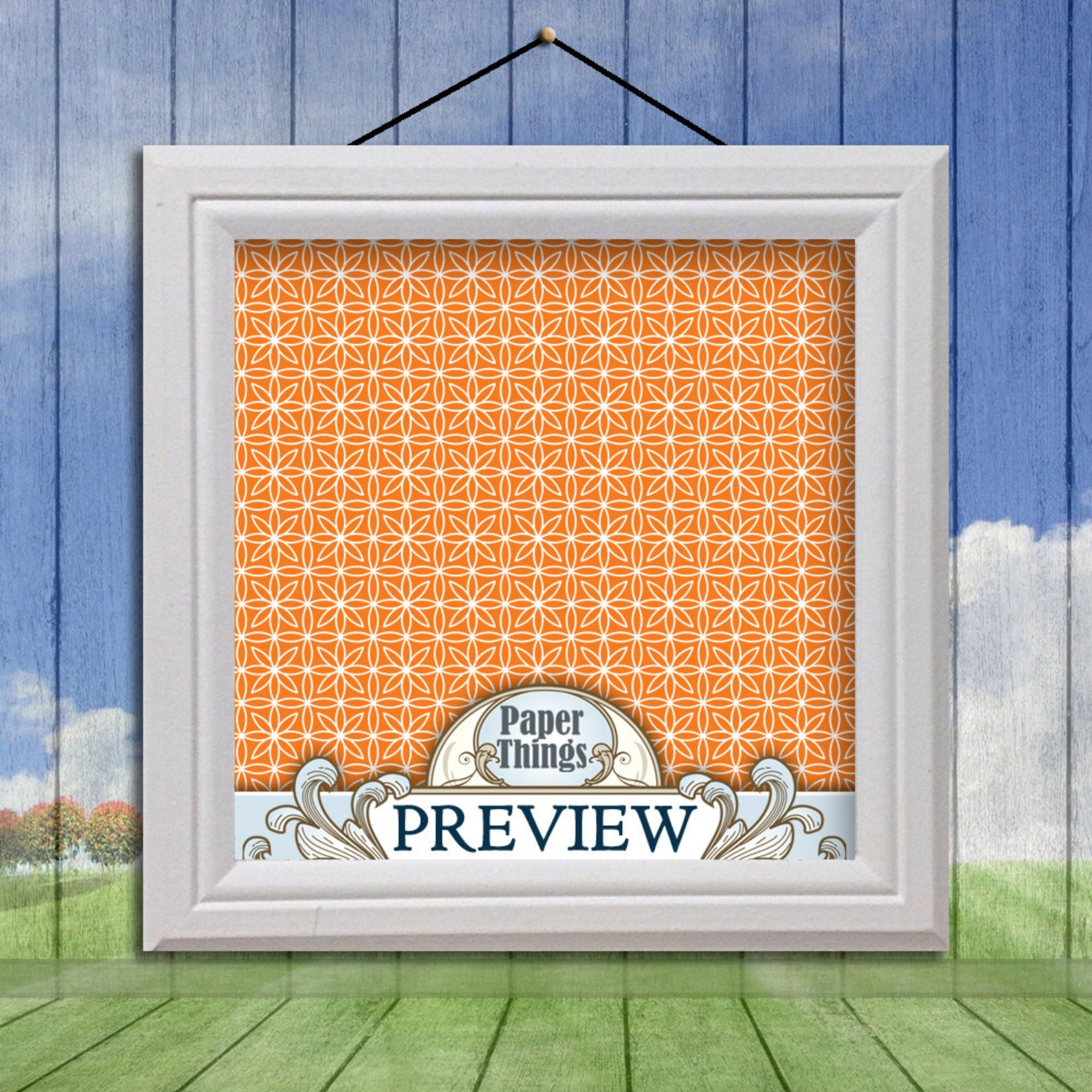 Orange Floral Digital Paper, White and Orange Digital Paper, Orange ...