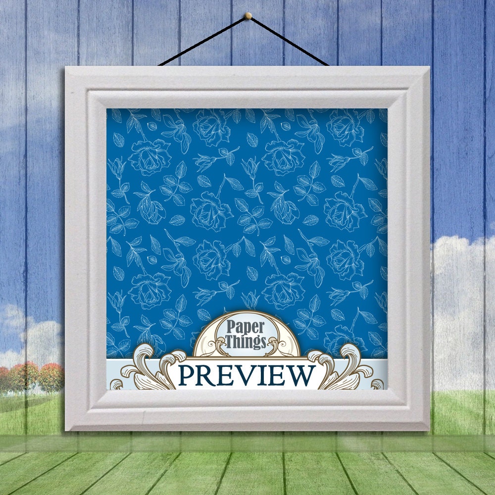 Blu Sapphire Floral Digital Paper Blue Digital Flower | Etsy