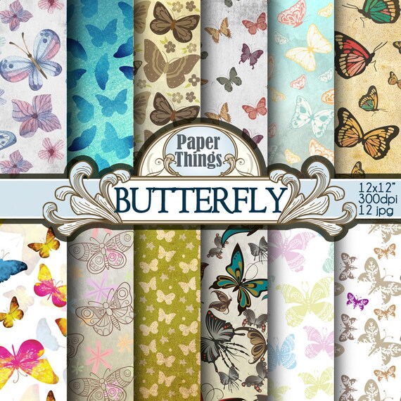 Butterfly Digital Papers Butterflies Scrapbook Paper | Etsy