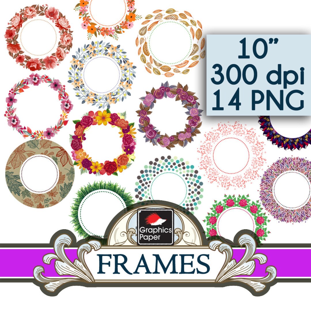 14 Wreath Clipart Pack Wedding Clipart Frames Clip Art - Etsy