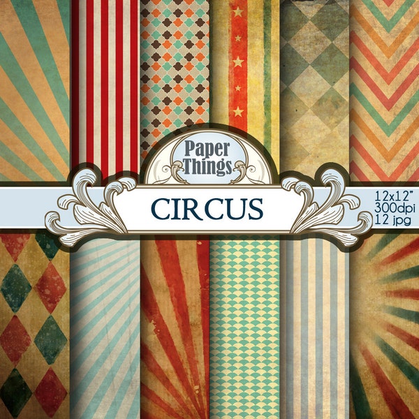 Circus Digital Paper - Etsy