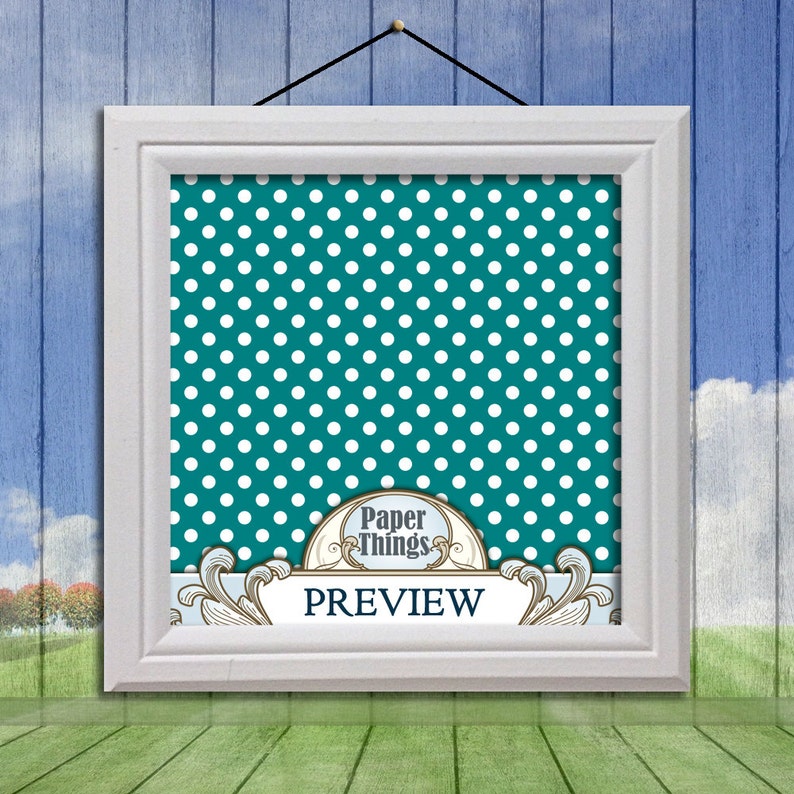 Digital Polka Dots Shapes Backdrop, Teal Polka Dots Digital Scrapbook ...
