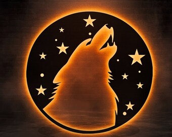 Metal Wolf Sign With Lights - Etsy