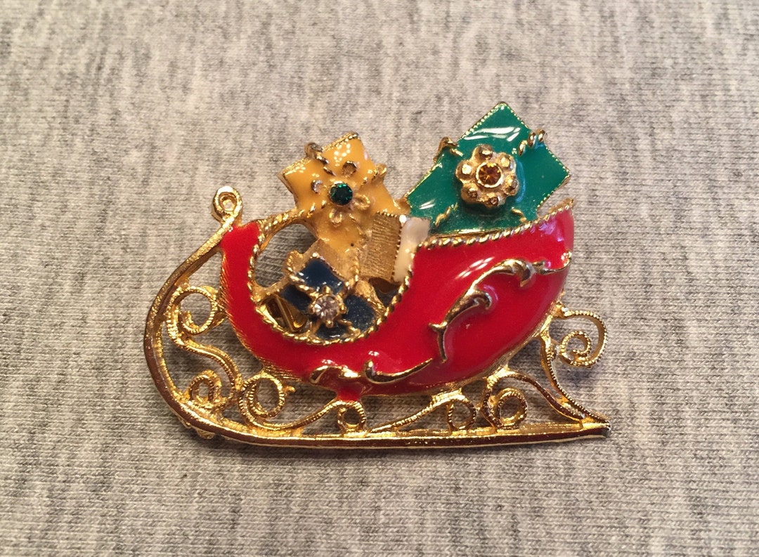 Vintage Tancer II Enamel Sleigh Brooch - Etsy