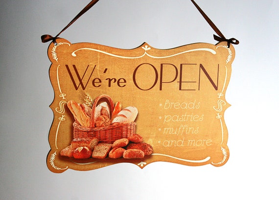OPEN/CLOSED bakery sign double sided Bakery Bread Pastry | Etsy