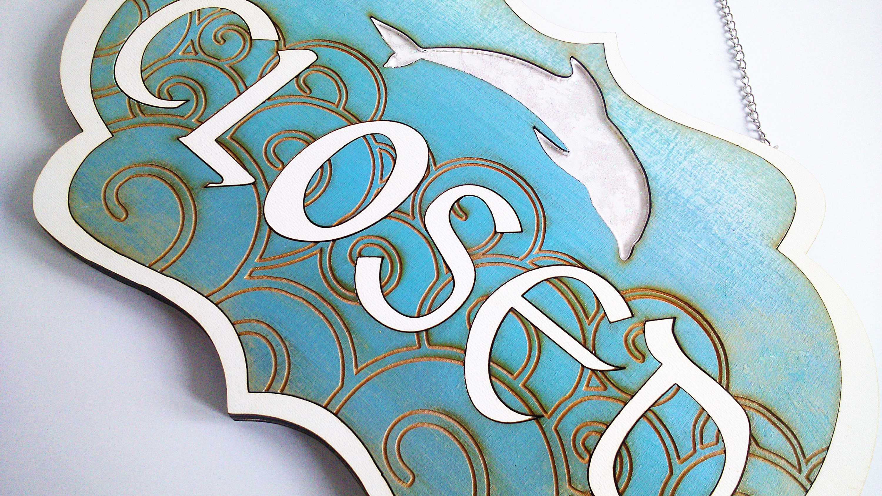 OPEN/CLOSED Dolphin Seawaves Sign 3D Double Sided - Etsy