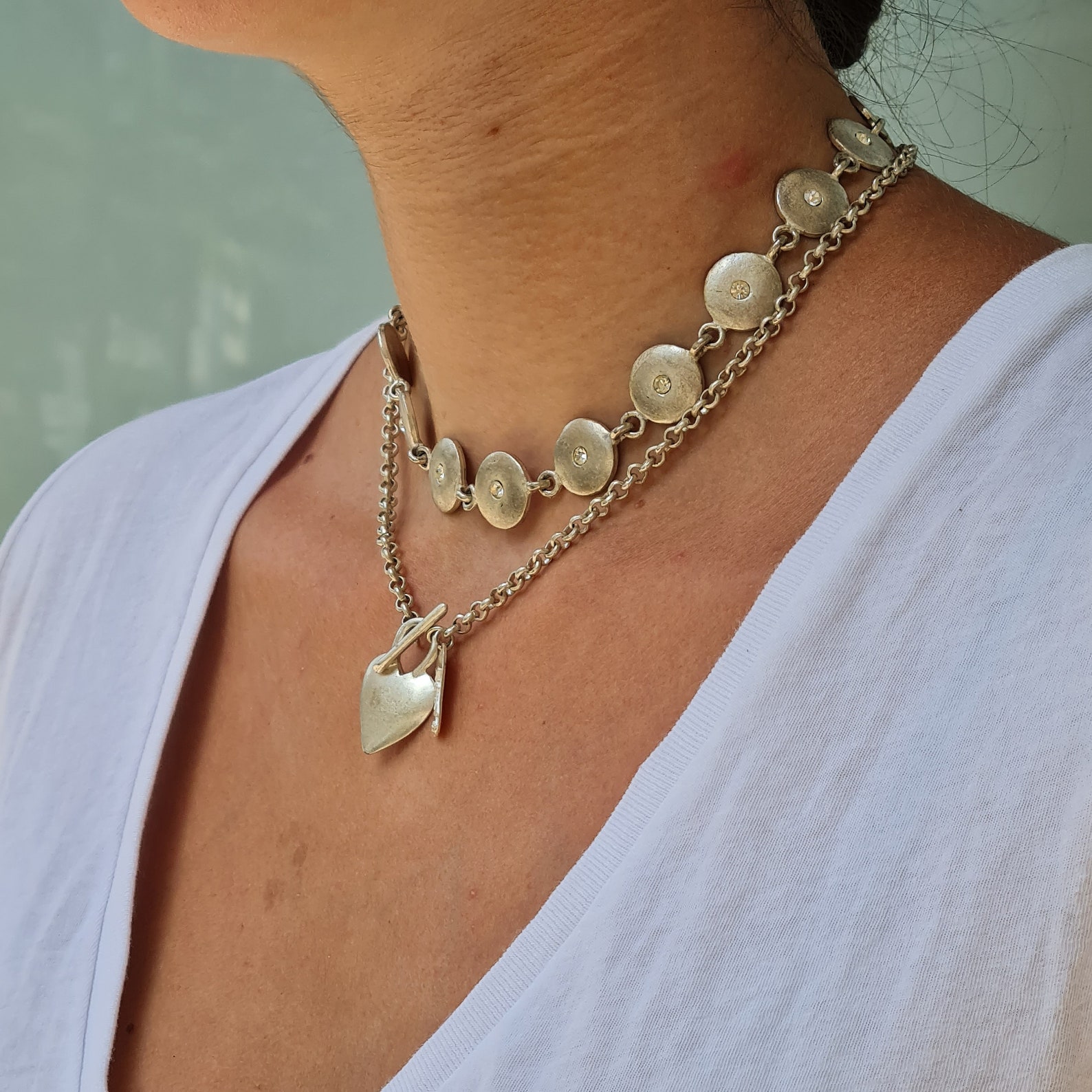 Chunky Silver Necklace, Antique Silver Choker,necklace Collar Women ...