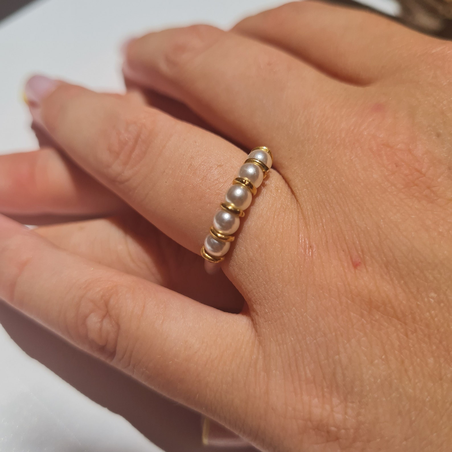 Dainty Pearl Stacking Ring, Silicone Rings for Women, June Birthstone ...