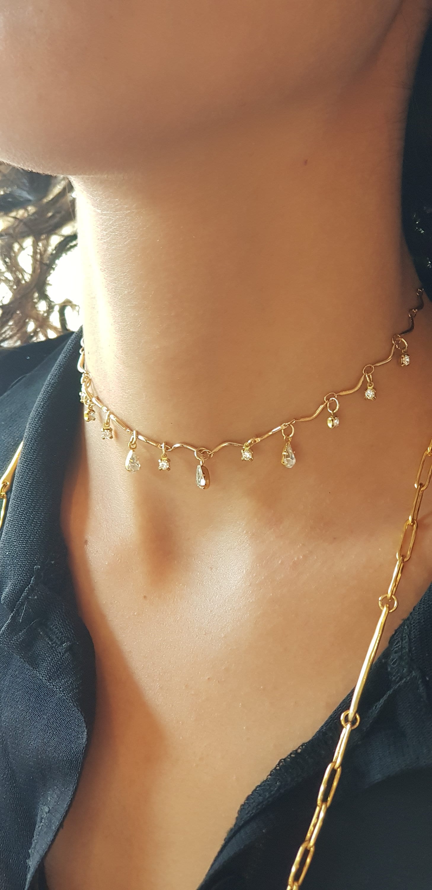 Choker Chain Gold for Woman Dainty Teardrop Choker Necklace - Etsy