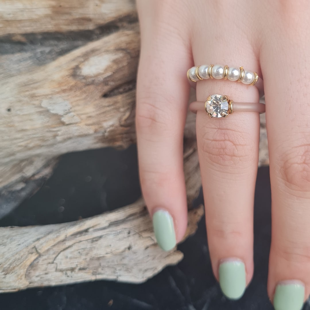 Ring With Freshwater Pearls, Silicone Rings for Women, Dainty Pearl ...