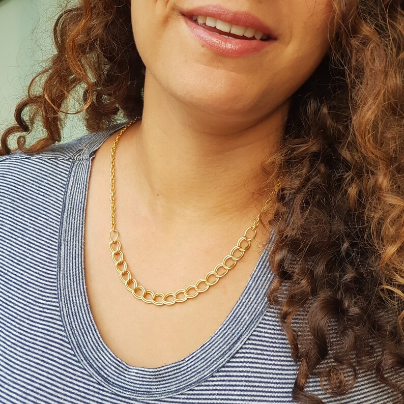 Vintage Flat Gold Chain Necklace Double Gold Links Necklace - Etsy