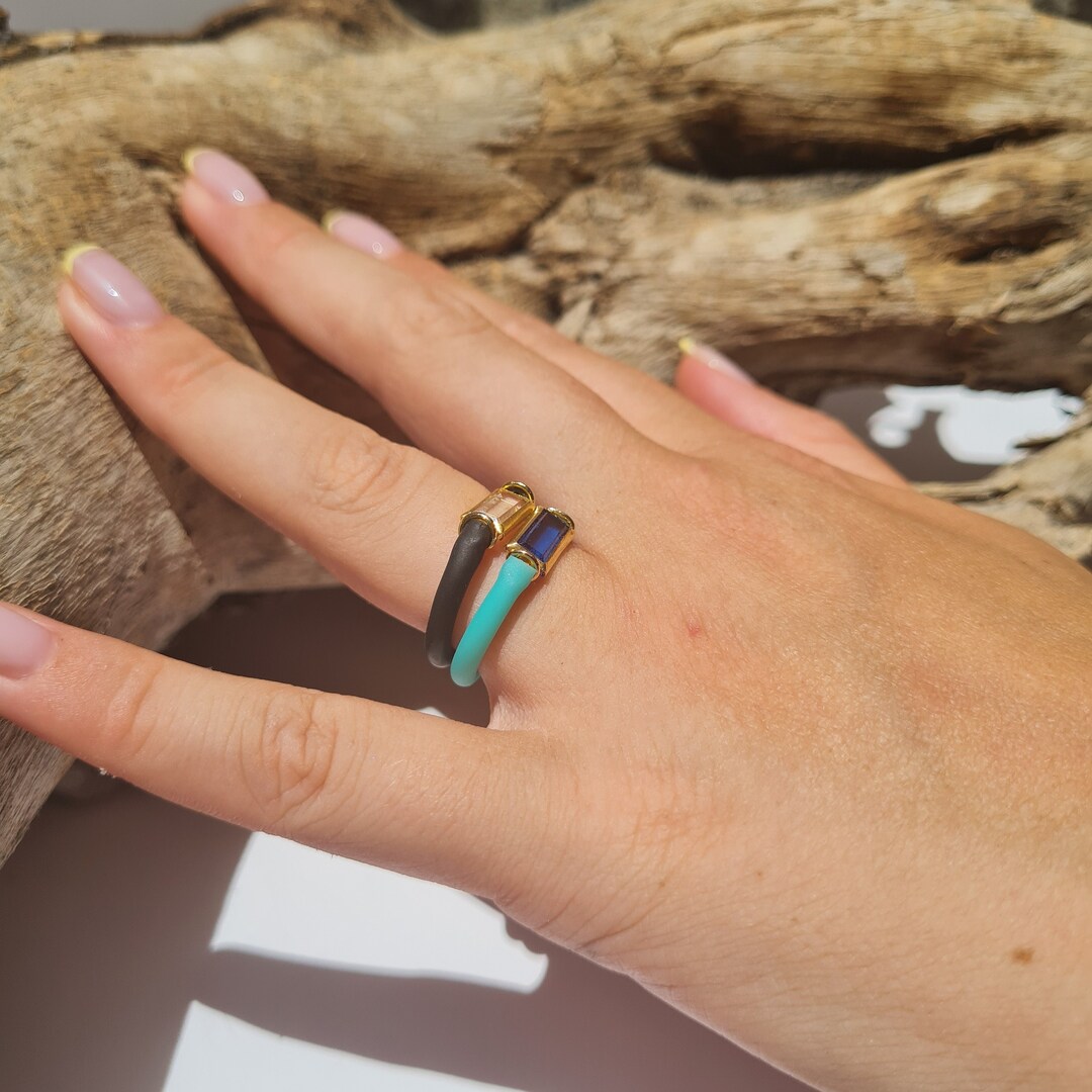 Silicone Ring, Minimal Modern Ring, Rectangle Bar Ring for Woman ...