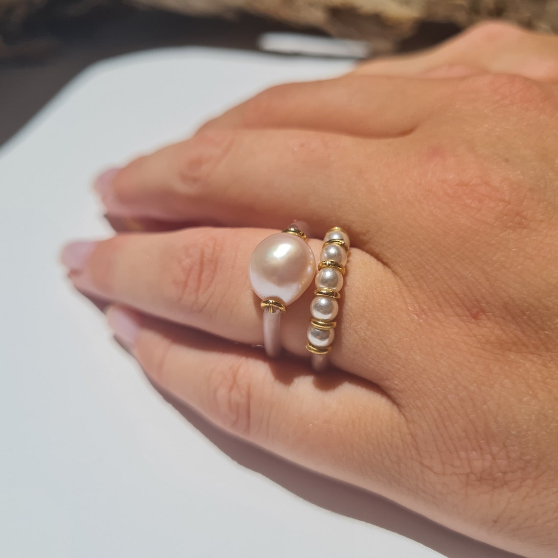 Dainty Pearl Stacking Ring Silicone Rings for Women June - Etsy