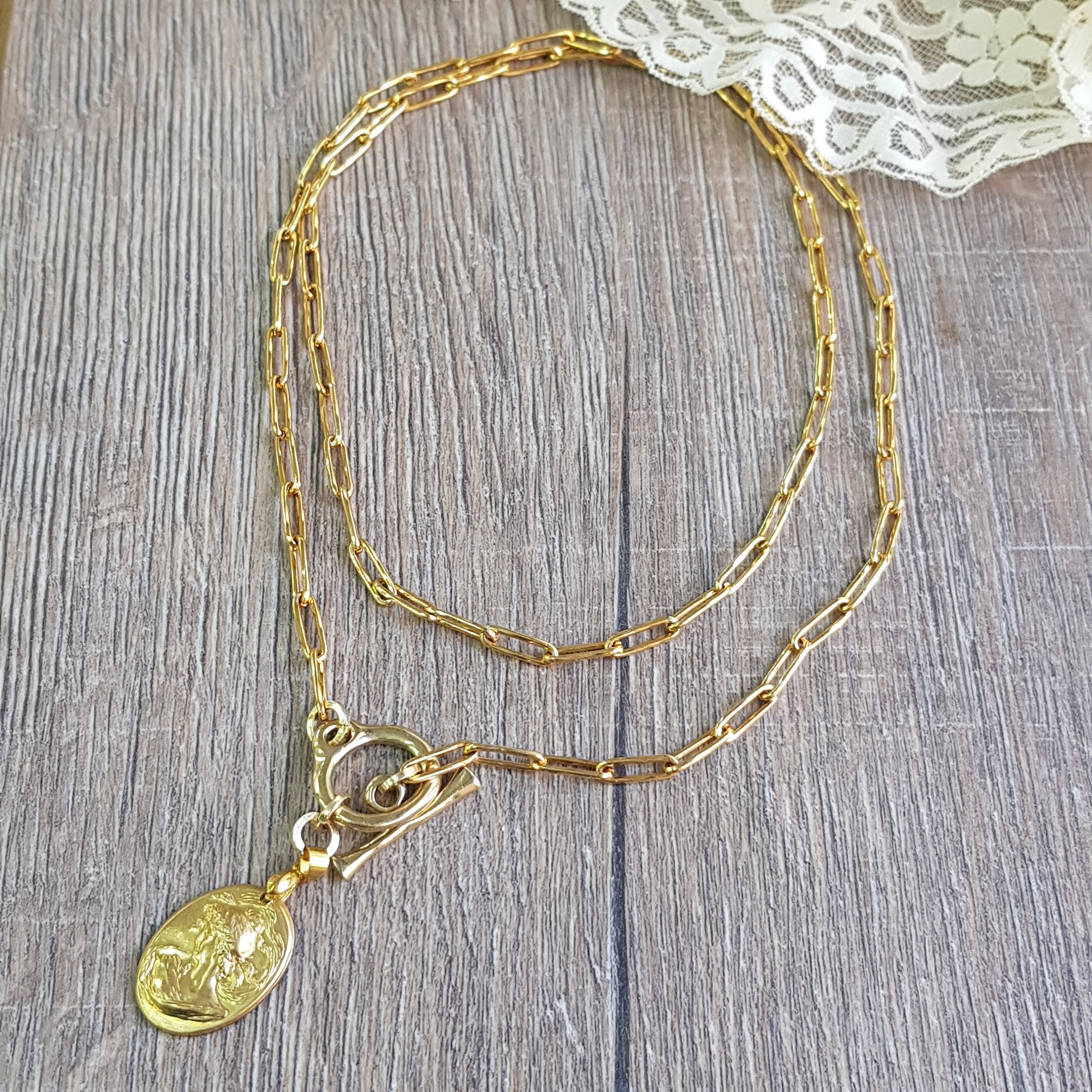 Antique Gold Coin Necklace Vintage Coin Necklace Gold Chain - Etsy
