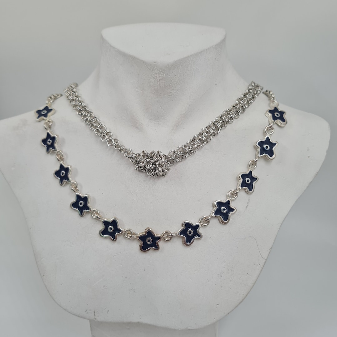 Silber Sonnenblumen Kette Choker, Daisy Blumen Halskette, Doppel Silber ...