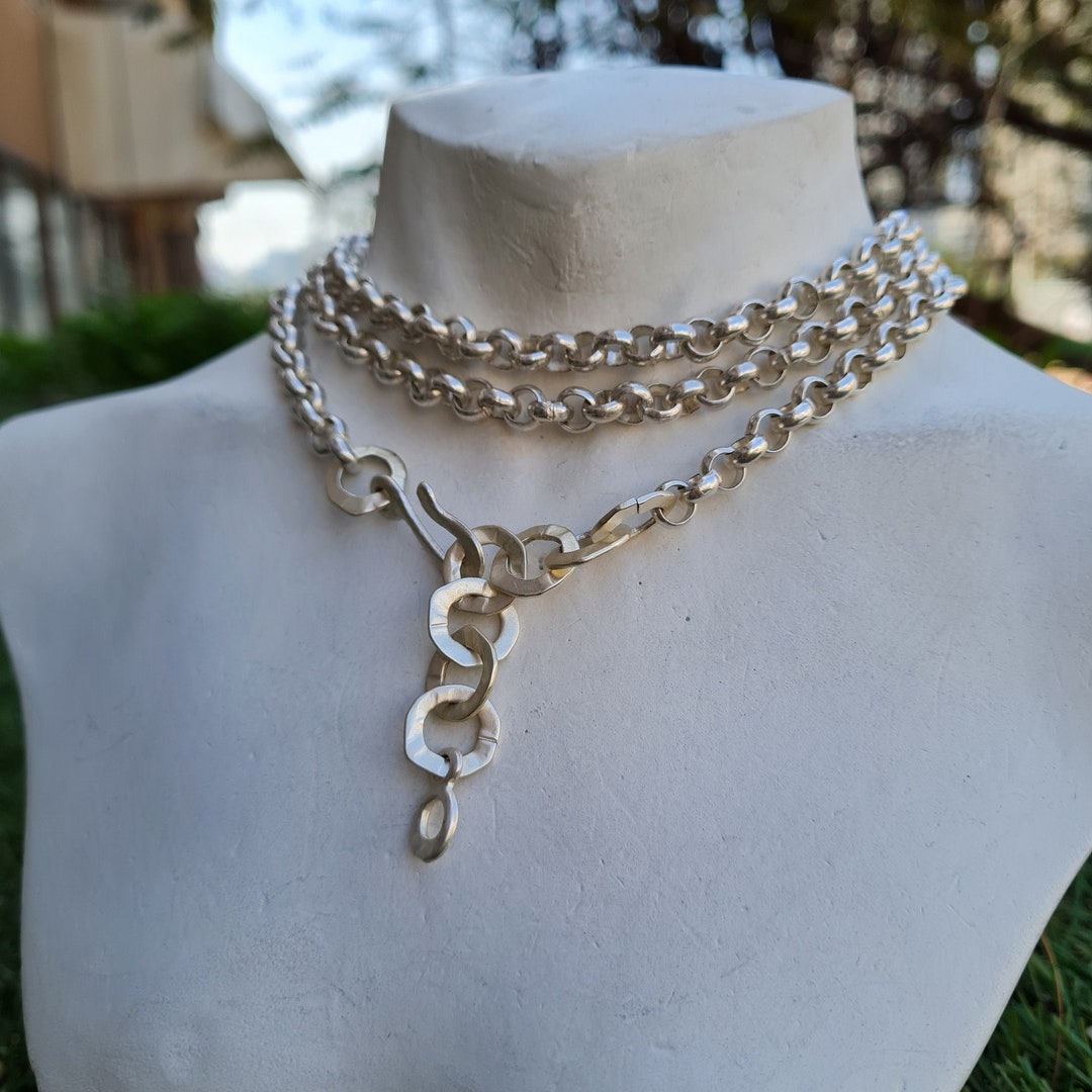 Stacking Chain's Jewelry, Long Silver Chain Necklace, Choker Chain ...