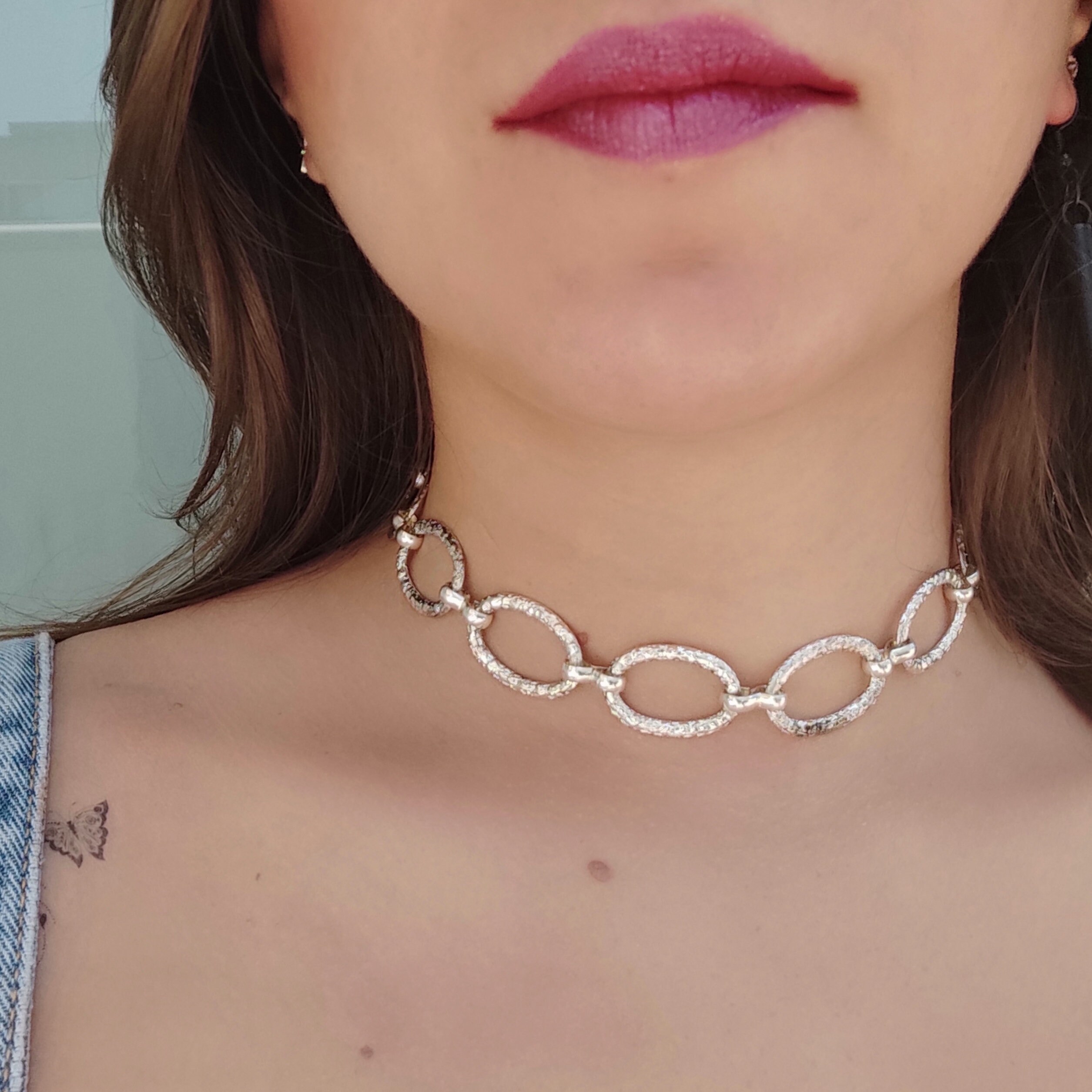 Chunky Chain Collar Necklace Matching Earrings Antique | Etsy