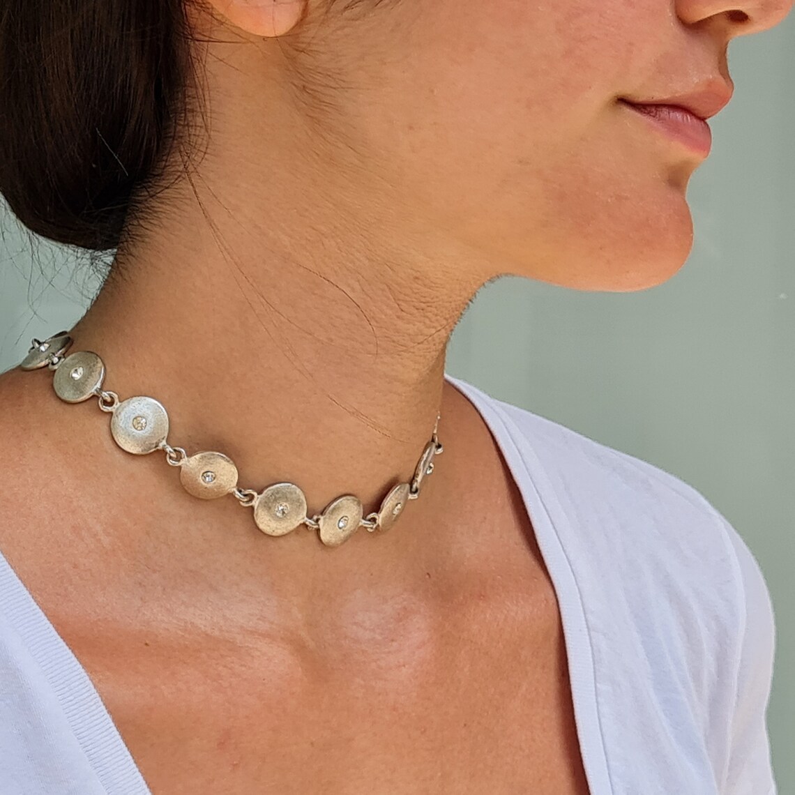 Chunky Silver Necklace Antique Silver Choker Vintage Silver | Etsy