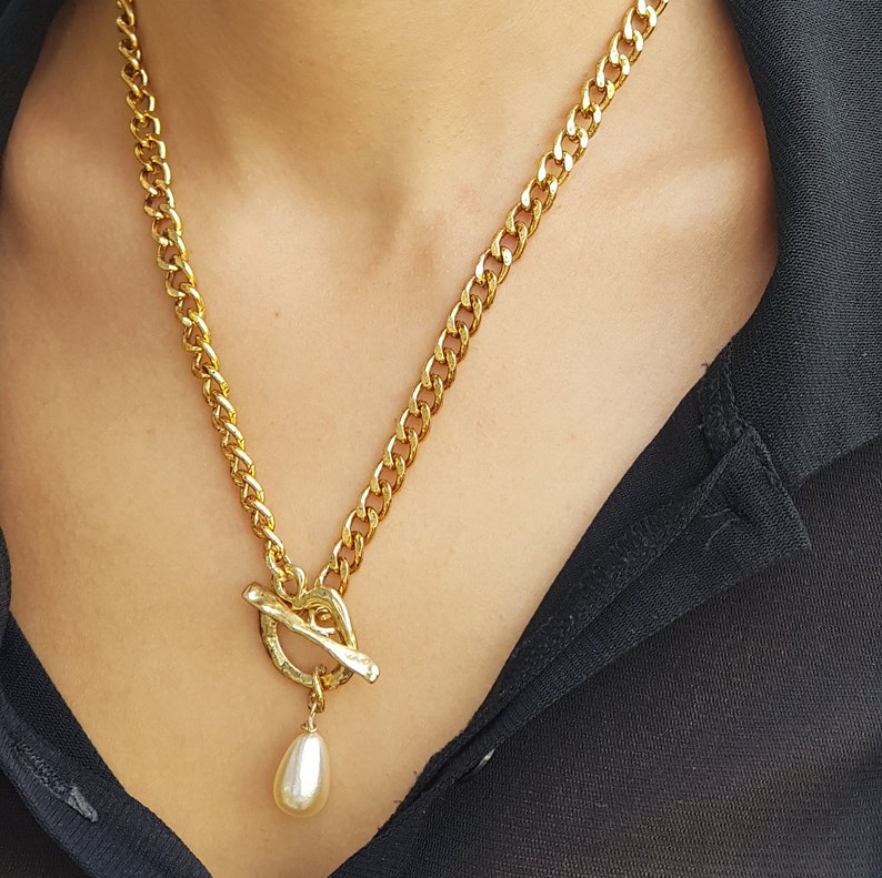 Vintage Sweet Water Pearl Layering Necklace Set, Antique Gold Chain - Etsy