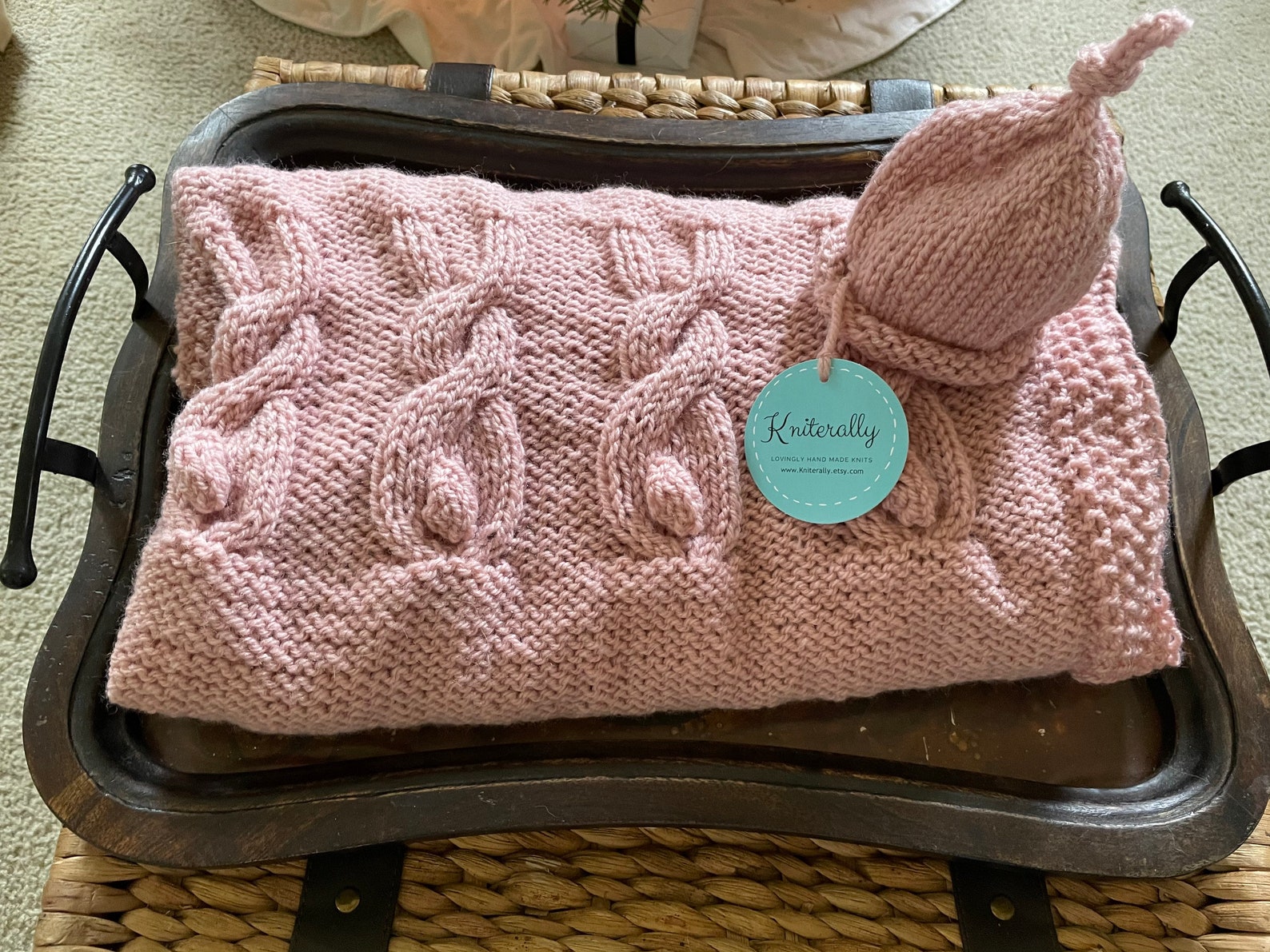 Hand Knit Bunny Baby Blanket | Etsy