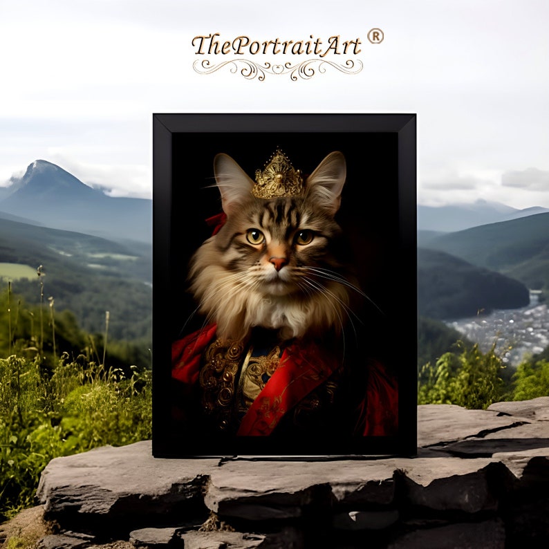 Personalized Pet Art Custom Golden Tiara Regal Cat or Dog - Etsy