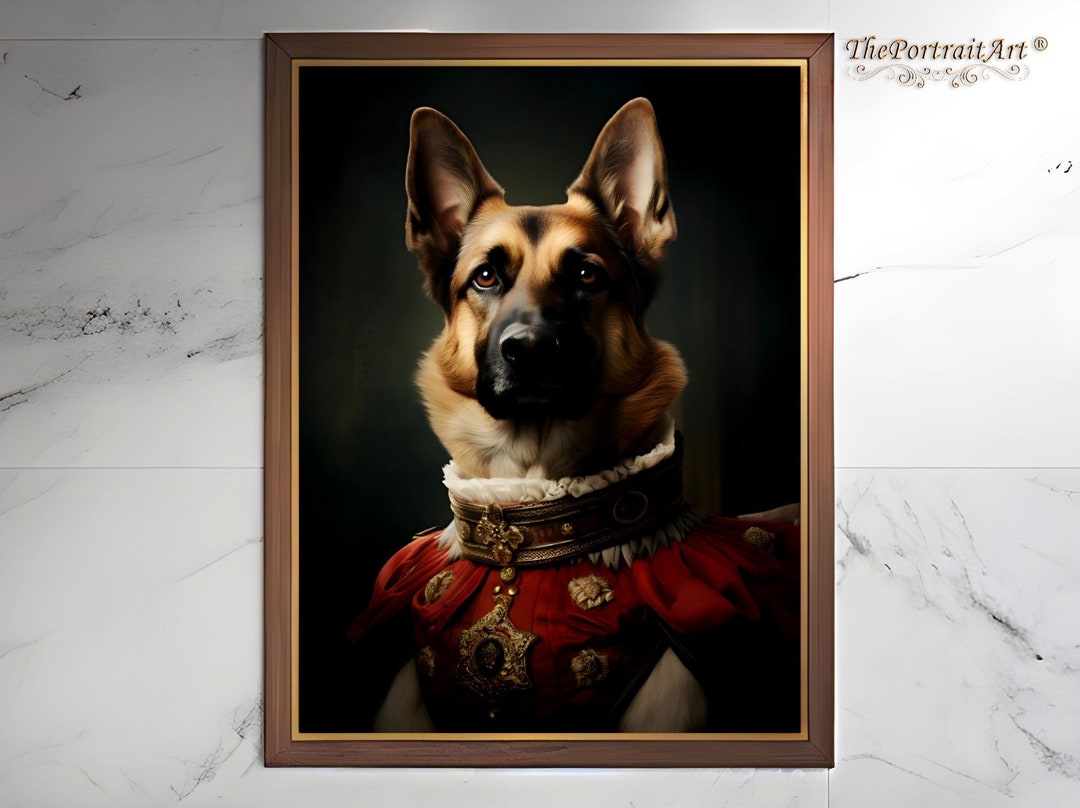 Personalized Renaissance Pet Art, Regal German Shepherd Portrait, Ideal ...