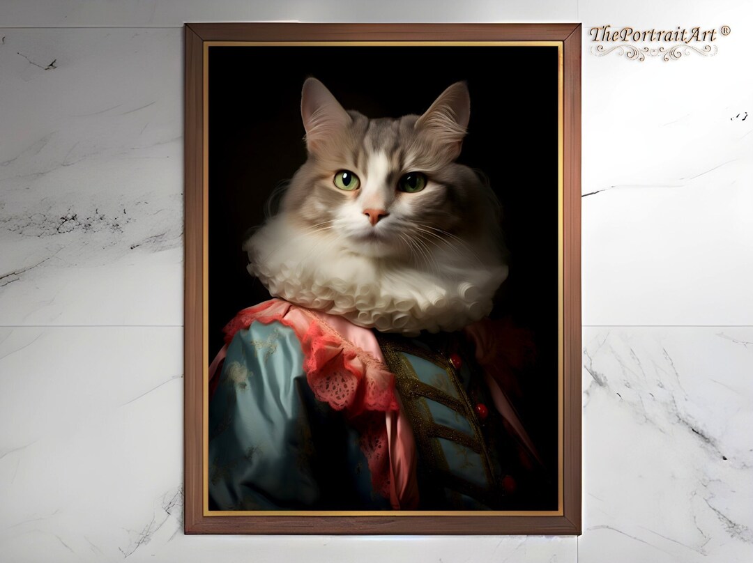 Personalized Pet Portrait, Cat in Fancy Dress, Perfect for Cats, Dogs ...