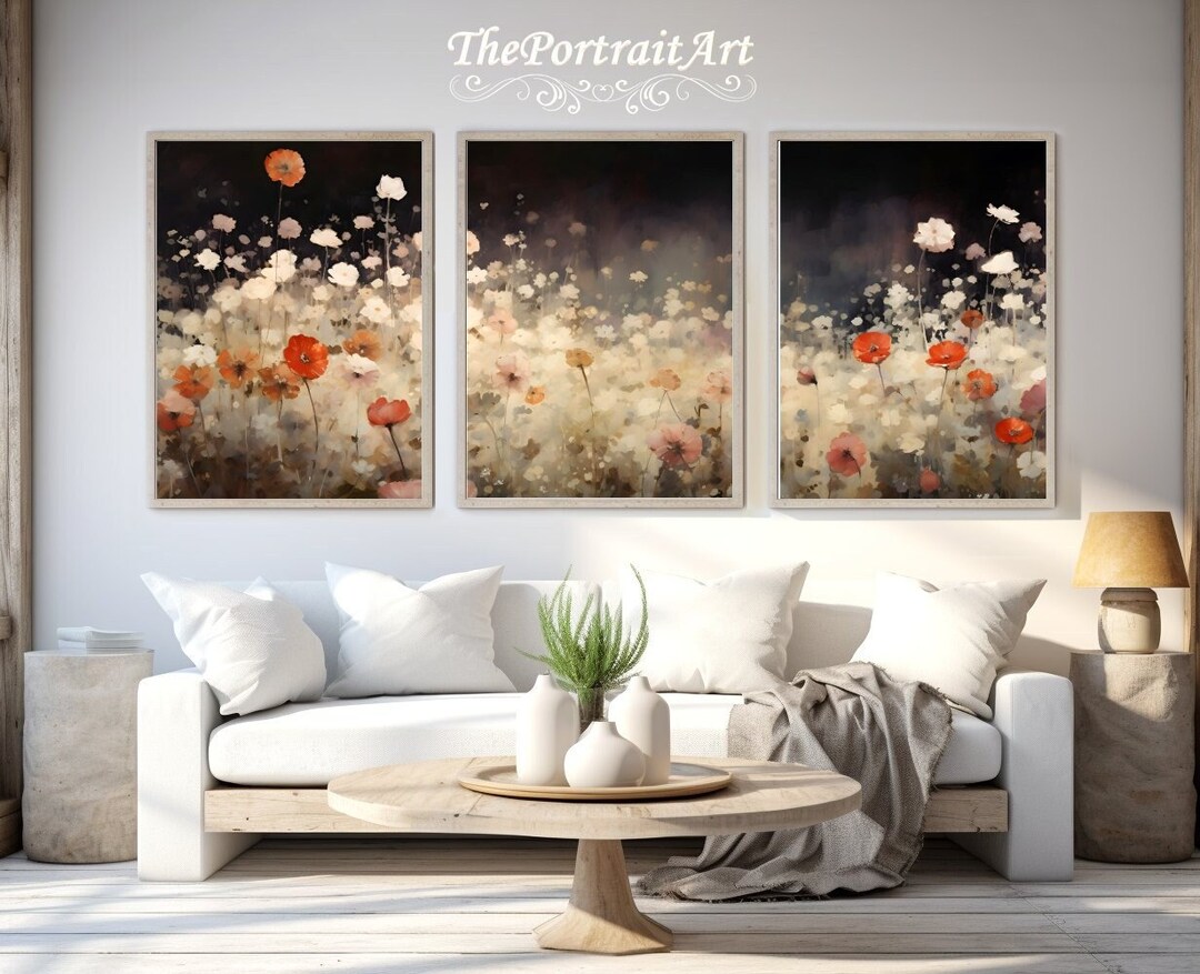 Abstract Floral Painting, Tryptic Art, Triptych Wall Decor, Brings ...