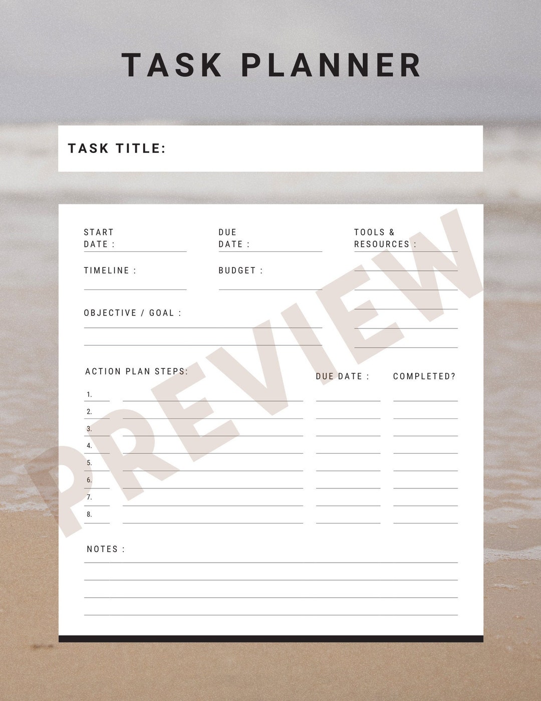 Task Planner Simple and Elegant One Page ADHD Friendly Digital ...