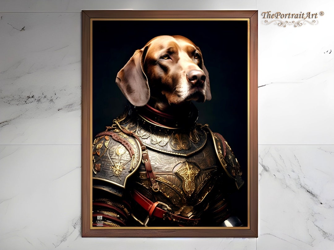 Personalized Unique Gift, Renaissance Knight Dog Portrait, Custom ...