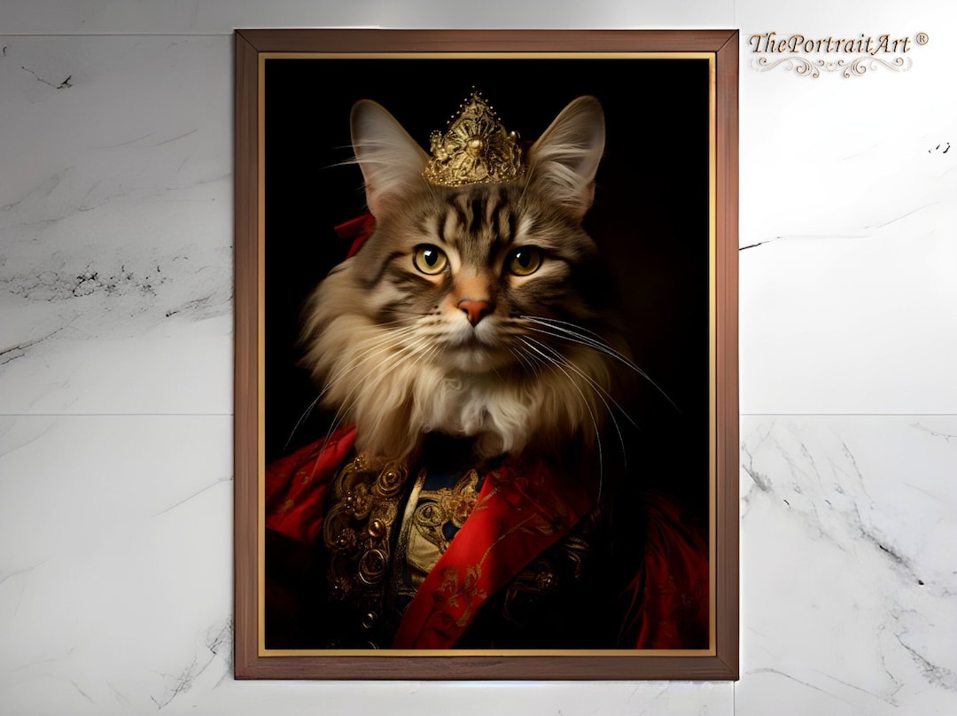 Personalized Pet Art Custom Golden Tiara Regal Cat or Dog - Etsy