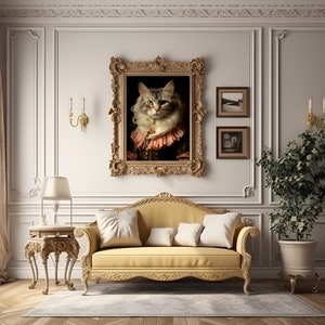 Personalized Renaissance Style Custom Pet Portrait, Charming Art of Cat ...
