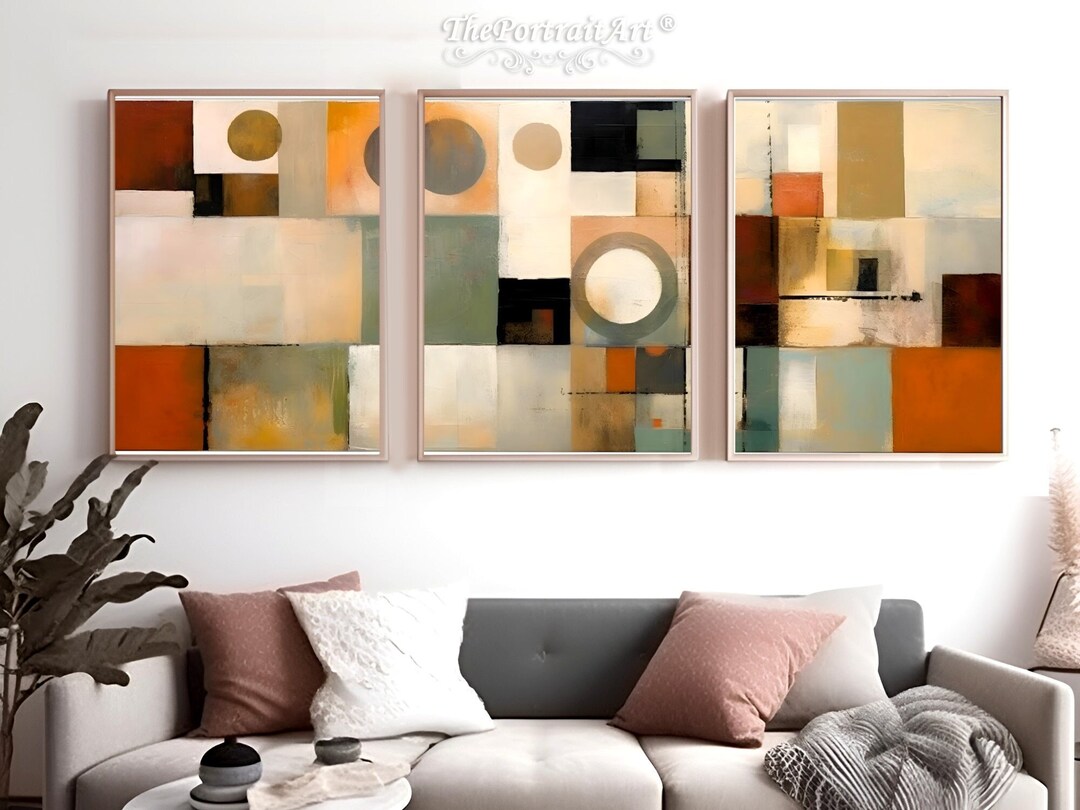 Modern Abstract Triptych Art - Bold Digital Download, High-resolution ...