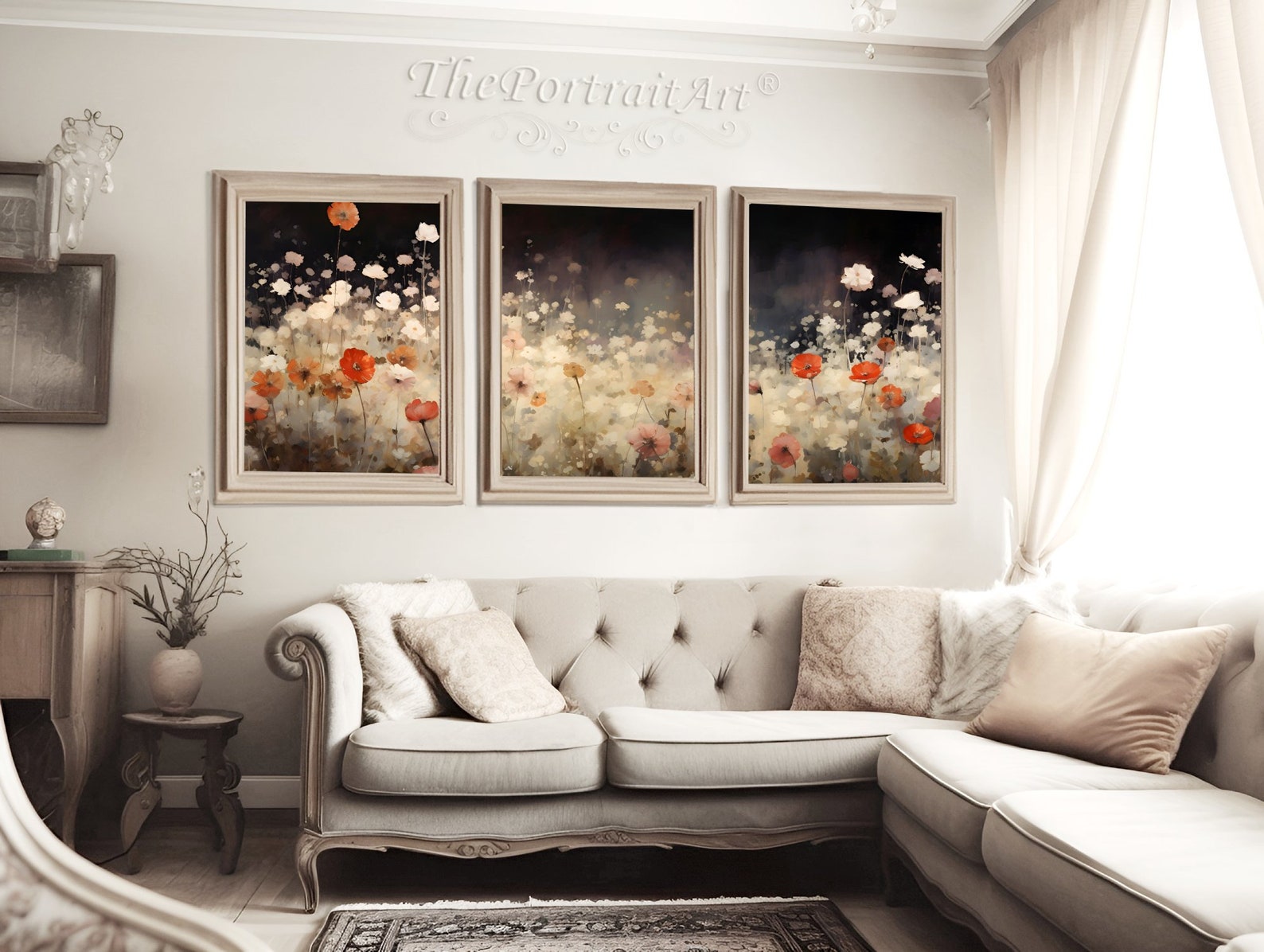 Abstract Floral Painting, Tryptic Art, Triptych Wall Decor, Brings ...