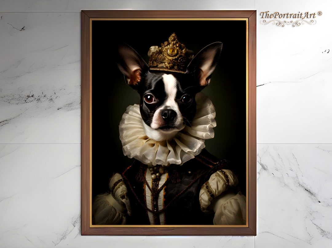 Personalized Pet Art, Pet in Royal Collar and Crown, Ideal for Dogs ...