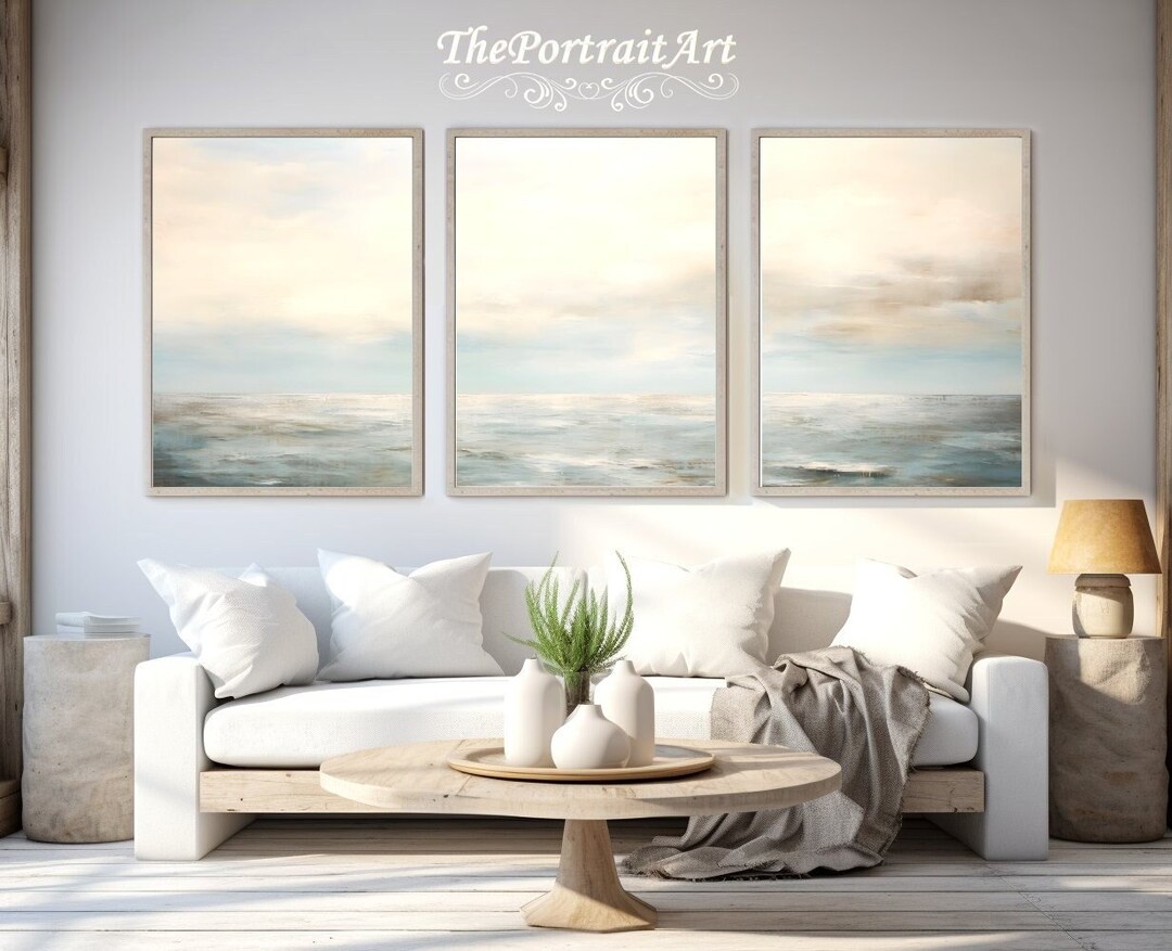 Abstract Seascape, Tryptic Wall Art, Triptych Home Decor, Modern & Chic ...
