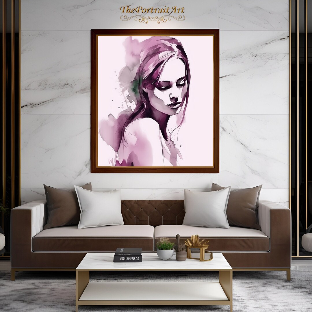 Watercolor Painting | Digital Downloadable Minimalist | Mono One Color ...