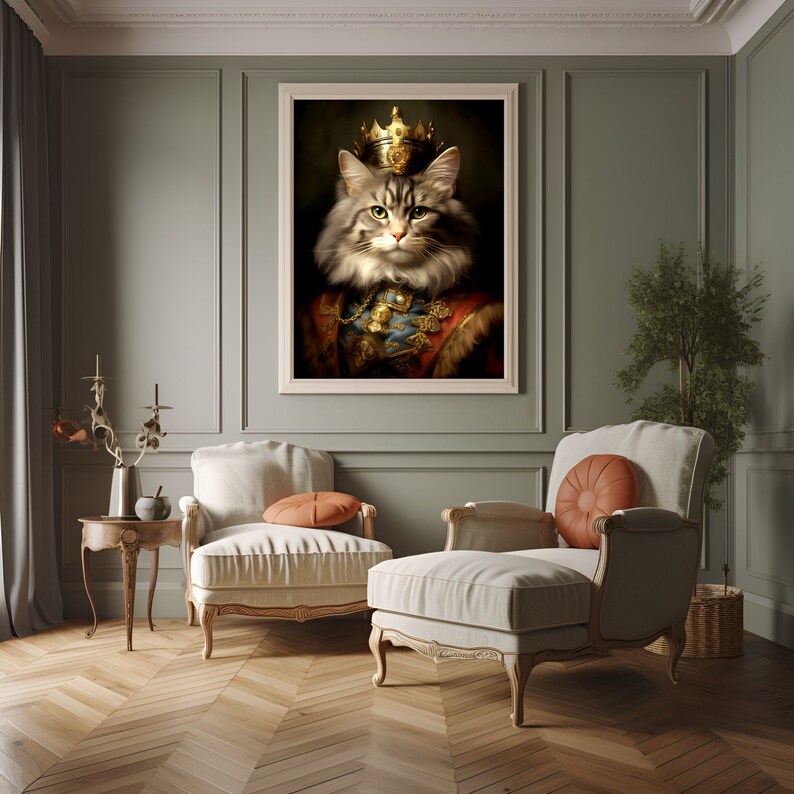 Custom Royal Pet Portrait Renaissance King or Queen Cat Canvas Art ...