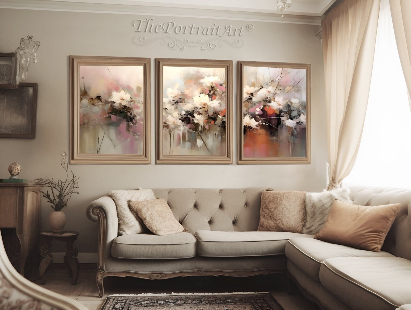 Multi Image Wall Art, Floral Impasto Triptych Home Decor - Oil Painting ...
