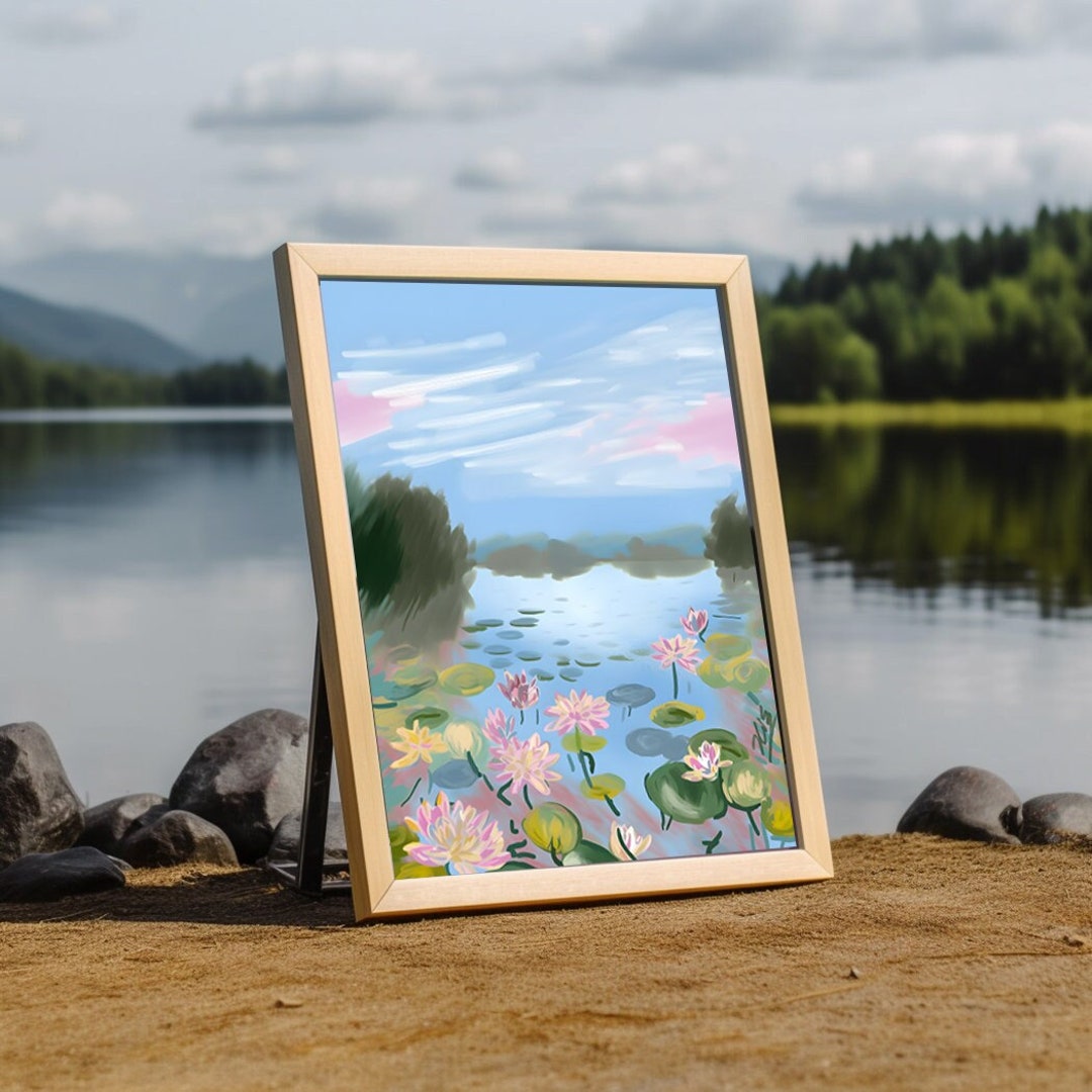 Indoor Decor, Watercolor Lily Flower, Scenery Wall Art Digital ...